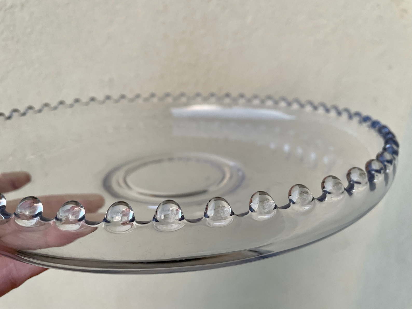 Large 10 Round Clear Glass Rounded Dish With Hobnail - Etsy