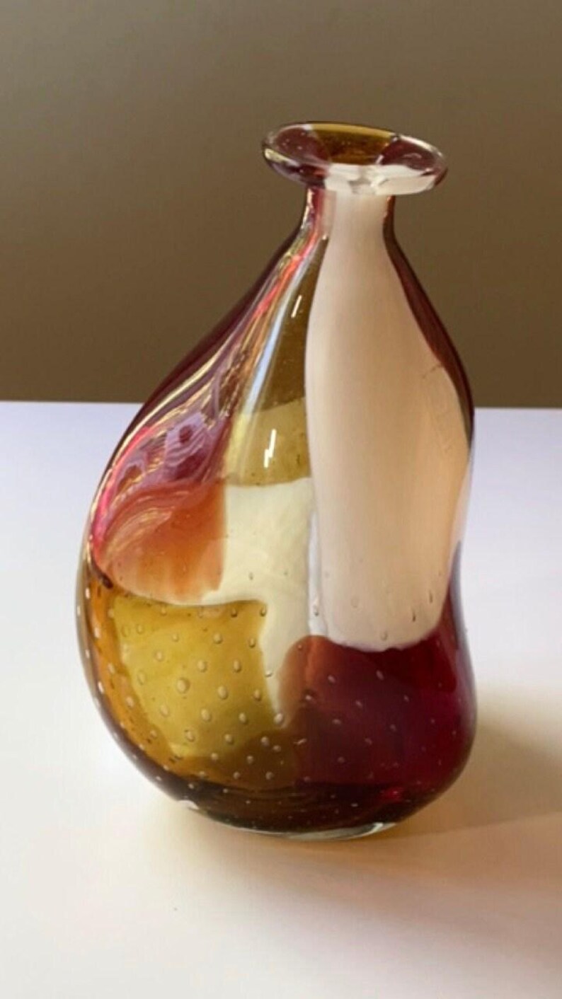 Mdina Glass Vase - Signed Maltese Art With Red and Gold Colors - Etsy