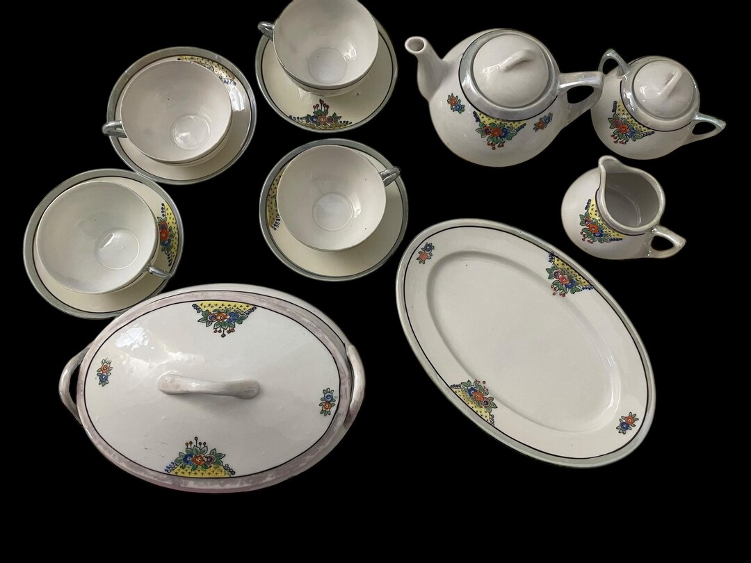 Set of 13 Pieces -child Lusterware Dishes From Japan -cups, Saucers ...
