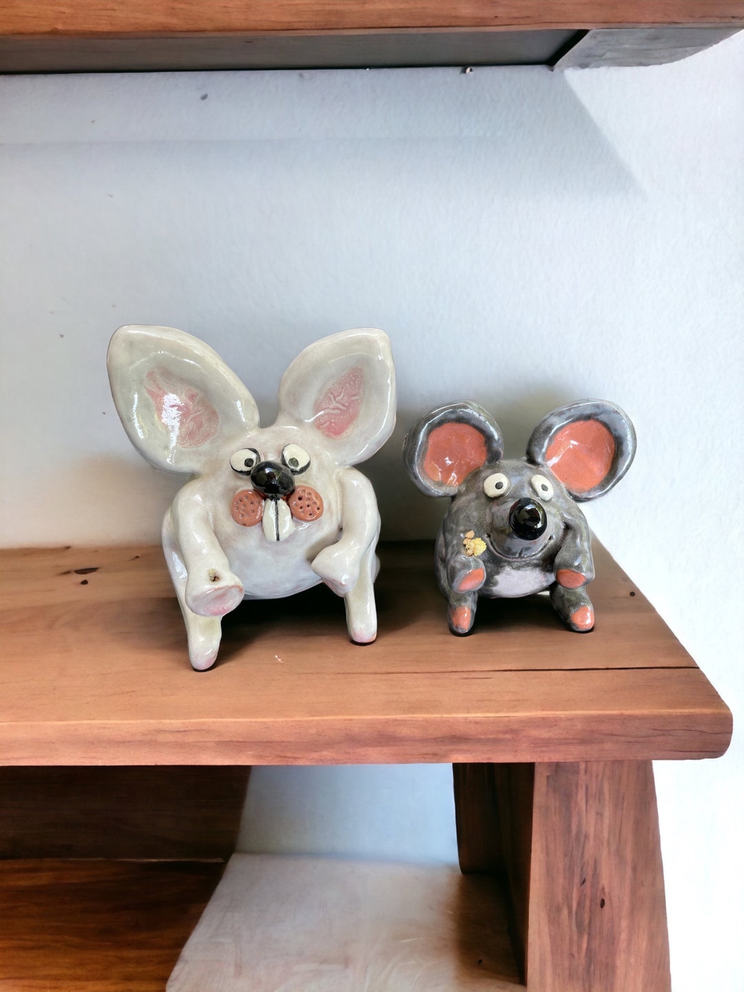 Charming Vintage Handmade Glazed Terra Cotta Mice - Mouse, Home Decor ...