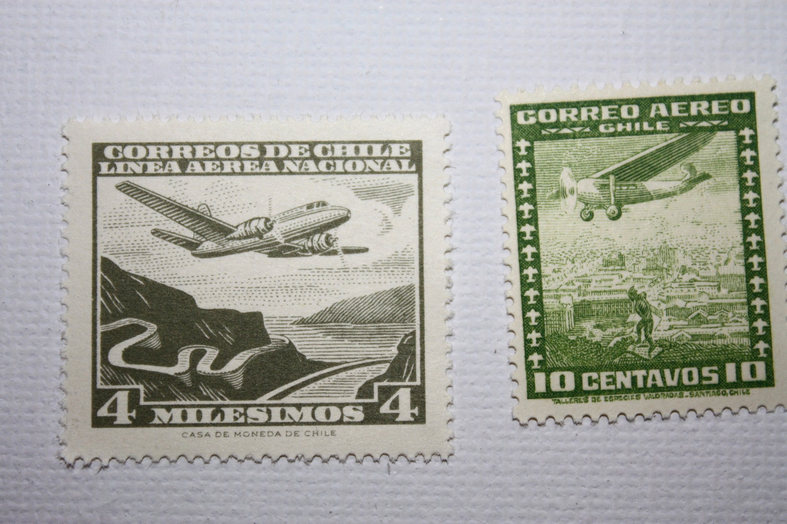 3 Unused Vintage Postage Stamps From Chile - Planes - Etsy