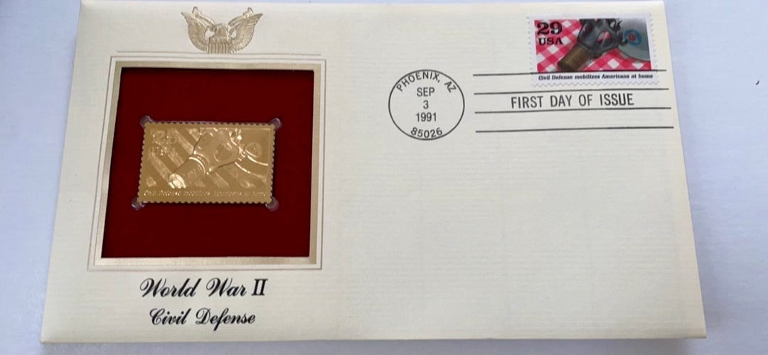 1991 World War II Civil Defense 29-cent Stamp Mint Condition & 22K Gold ...