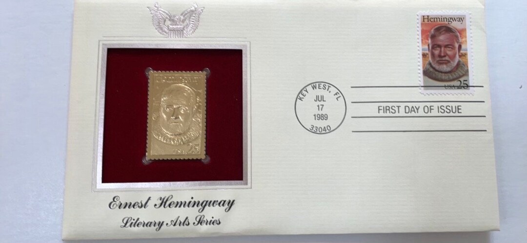 1989 Ernest Hemingway 25-cent Stamp in Mint Condition & 22K Gold ...