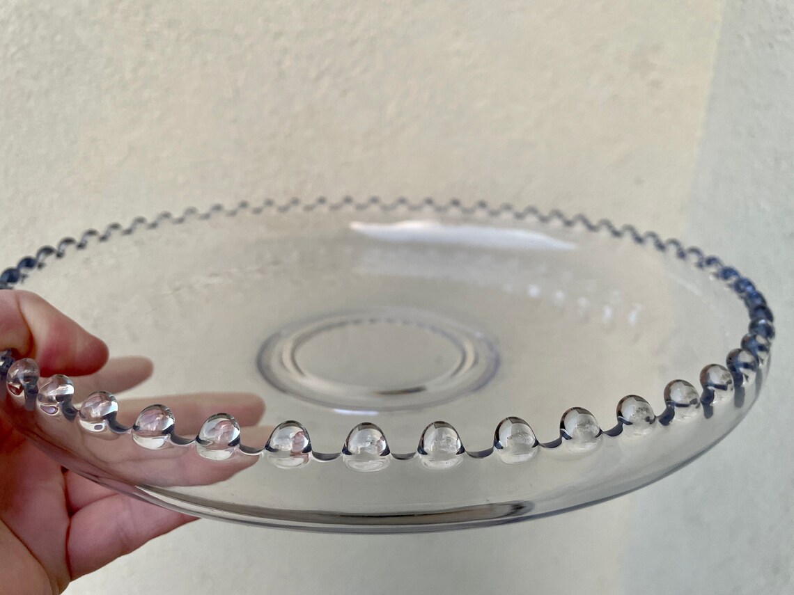 Large 10 Round Clear Glass Rounded Dish With Hobnail - Etsy