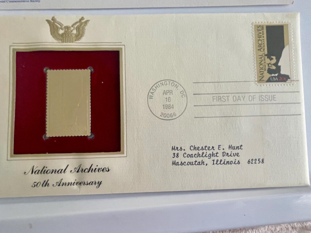 National Archives 50th Anniversary - 20-cent Stamp & 22K Gold Replica ...