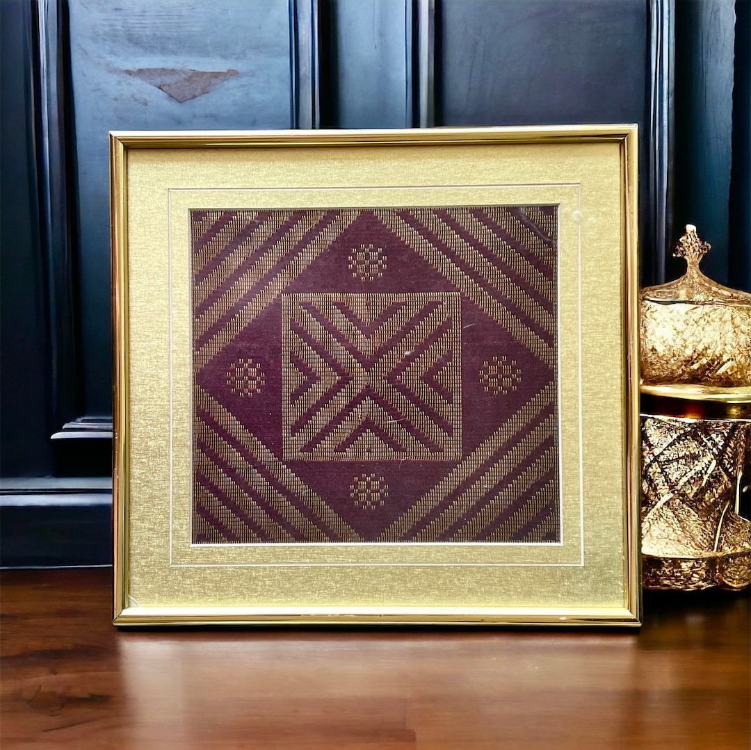 Handspun, Hand Woven, Songket Fabric Tapestry From Malaysia, Matted and ...