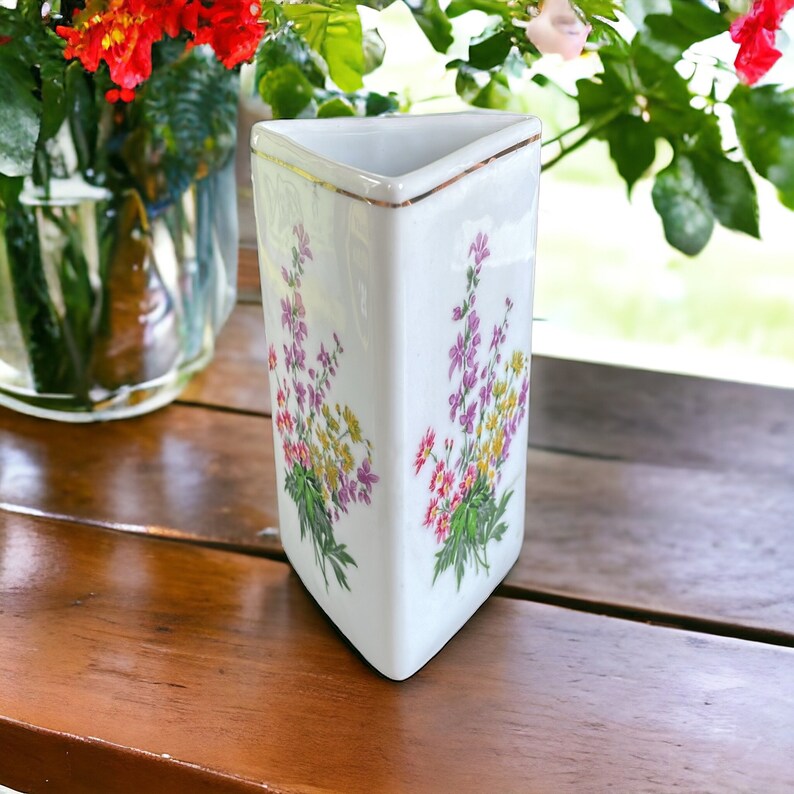 Charming Little Triangular Porcelain Flower Vase by Leart, Schmidt ...