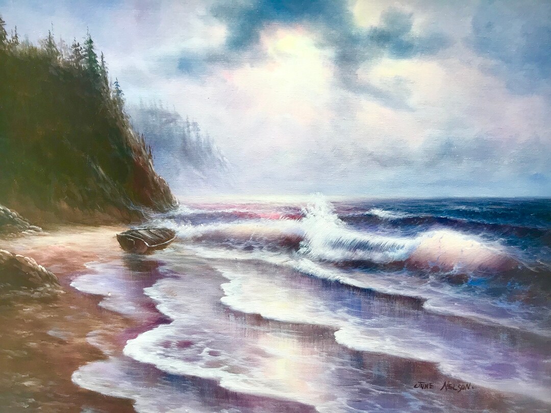 Stunning Vintage Boat by the Water - Seascape - Original Oil Painting ...