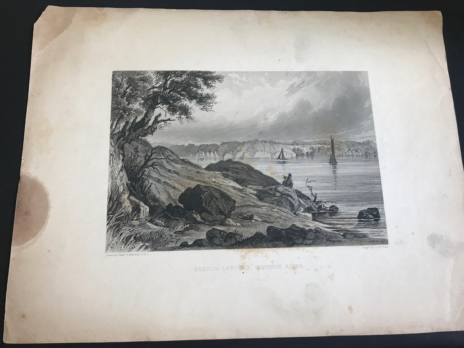 Very Rare Etching Print From the 1800's Esopus Landing - Etsy