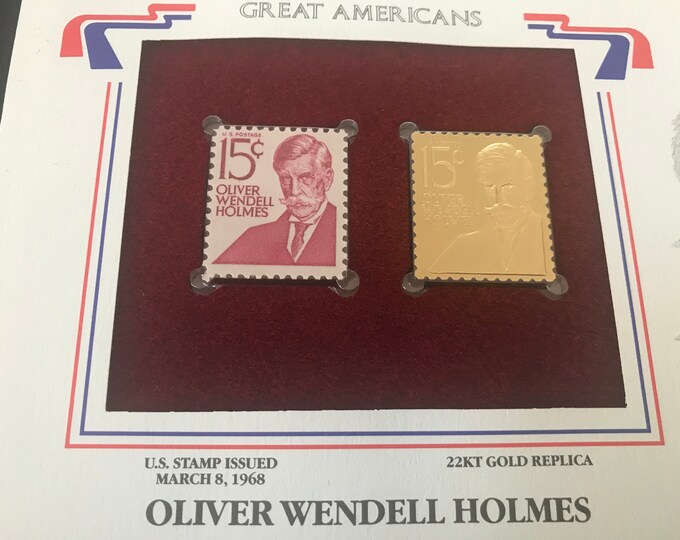1968 Oliver Wendell Holmes 15-cent Stamp Mint Condition & 22K Gold ...