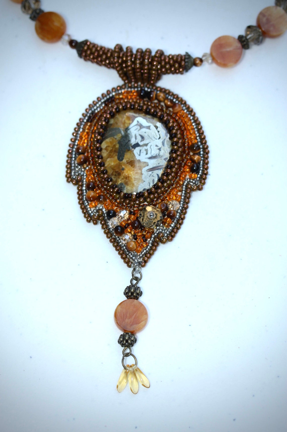 Rare and Unique Vintage Handmade All-beaded Beadwork Necklace - Etsy