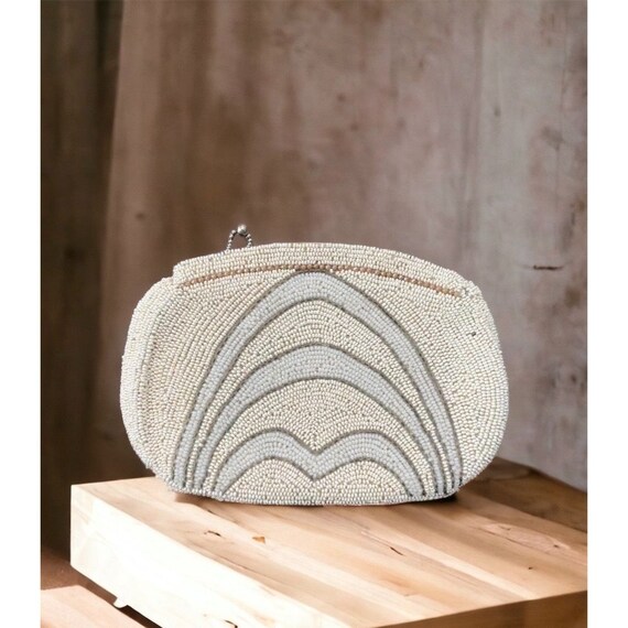 Antique Vintage Ivory All-Beaded Small Clutch Purse - Gem