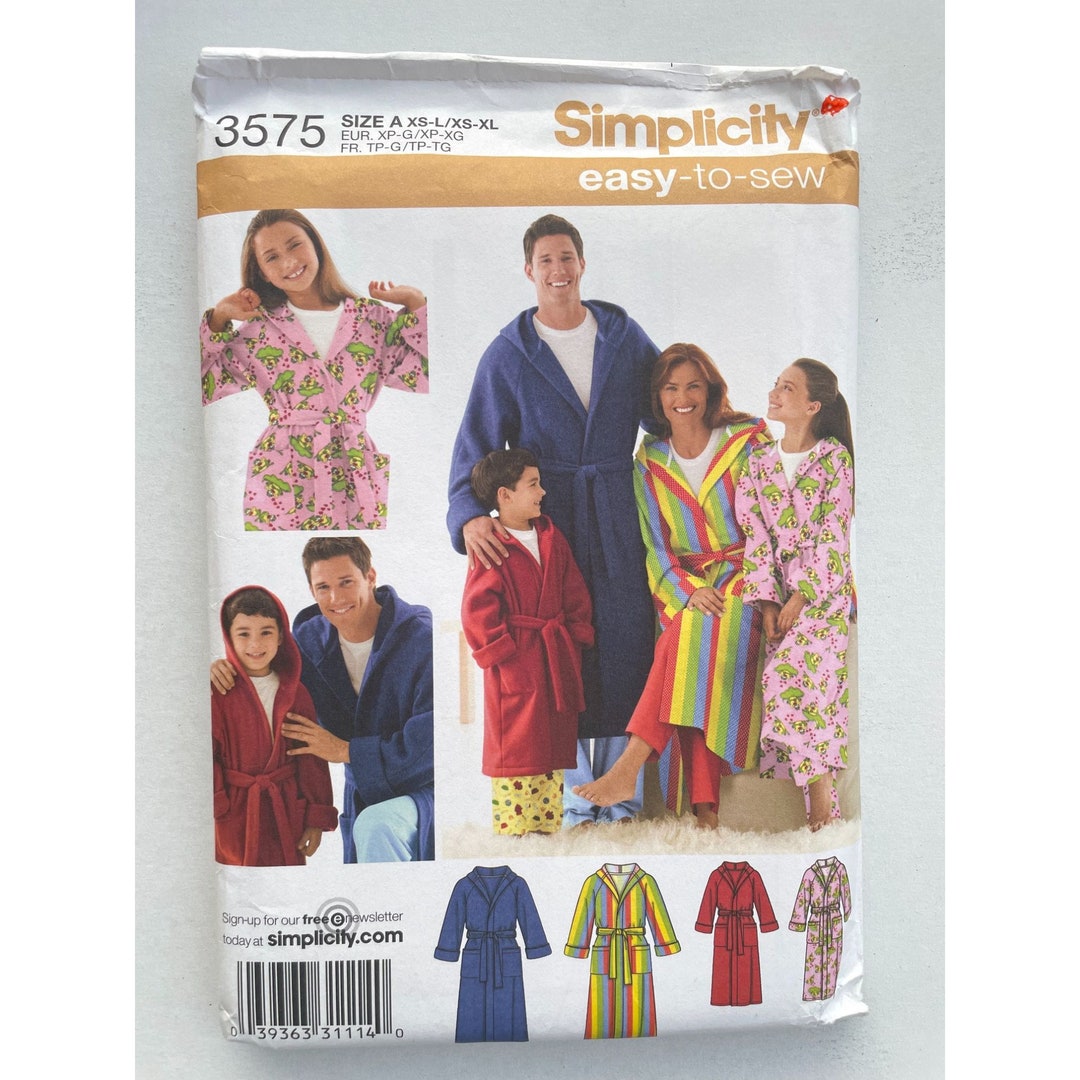 UNCUT Sewing Pattern - Simplicity Pattern 3575 Family Bathrobes, Kids to Adult Size XS to XL - Etsy