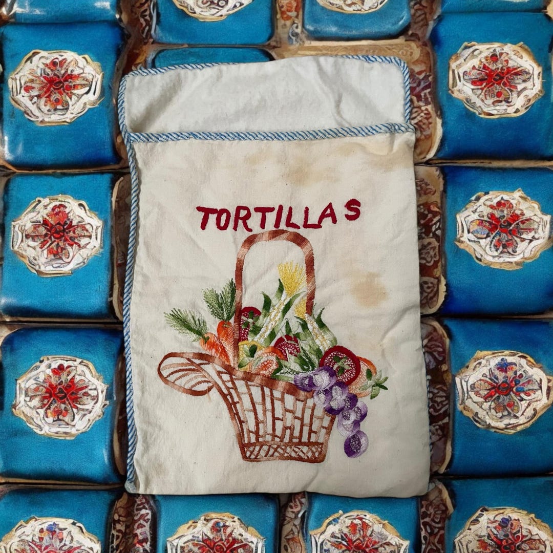 Vintage Embroidered Linen Mexican "tortilla" Pouch - Etsy