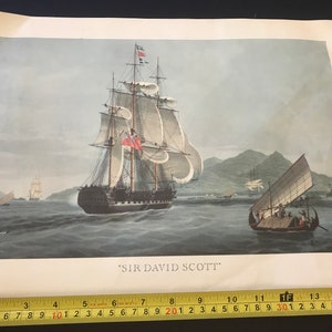 Large Vintage Nautical Print of Sir David Scott Ship, Artist: William ...