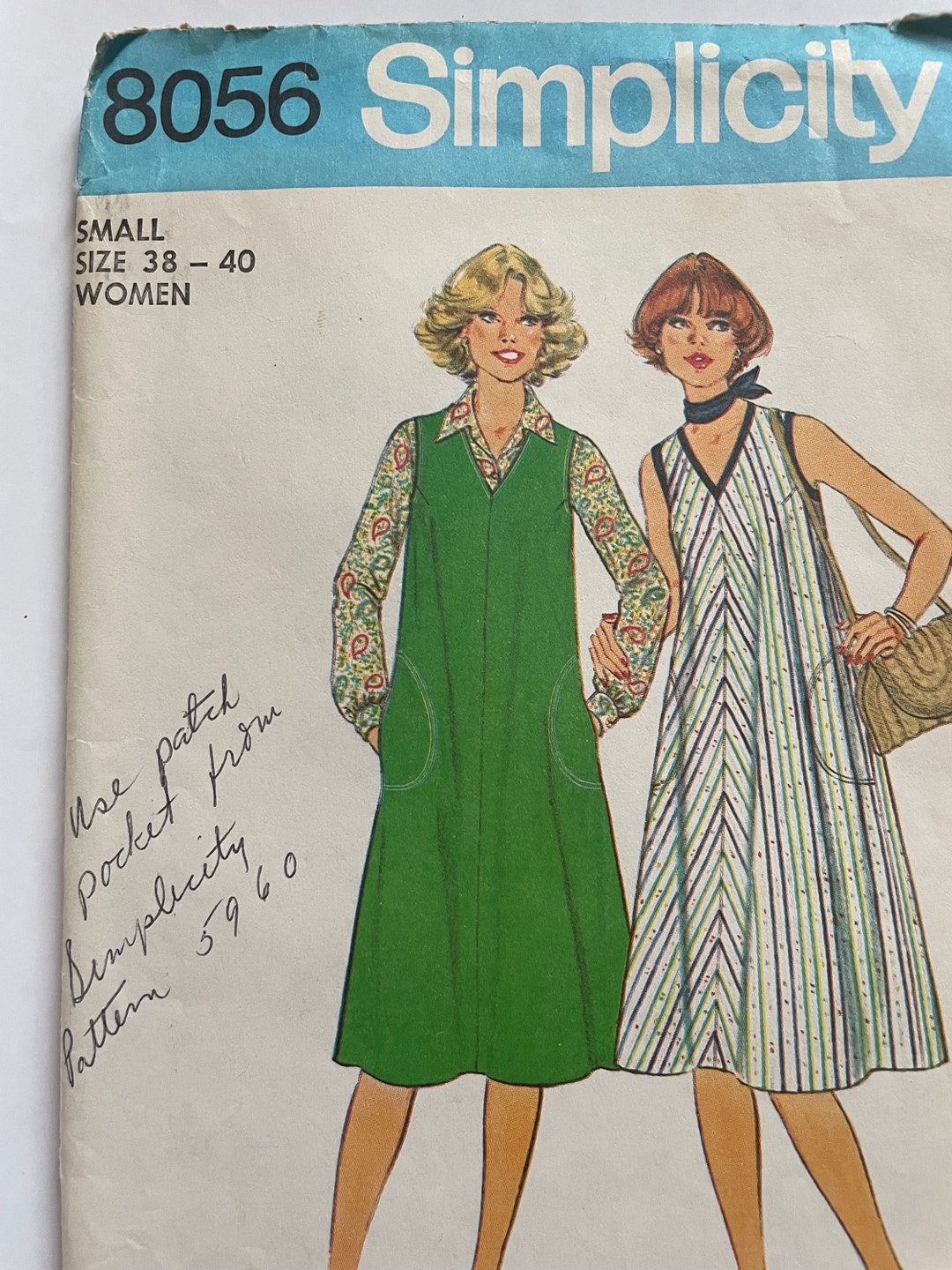 RARE - Vintage Simplicity 8056 Sewing Pattern From the 1970's - Easy V ...