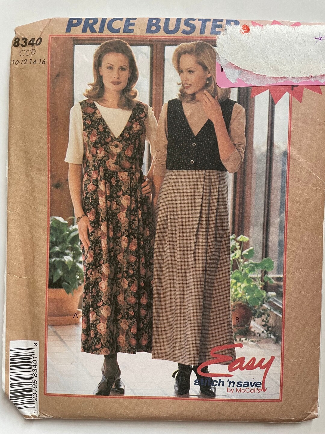 UNCUT Sewing Pattern From 1996 - Mccalls 8340 Easy Stitch & Sew Jumper ...