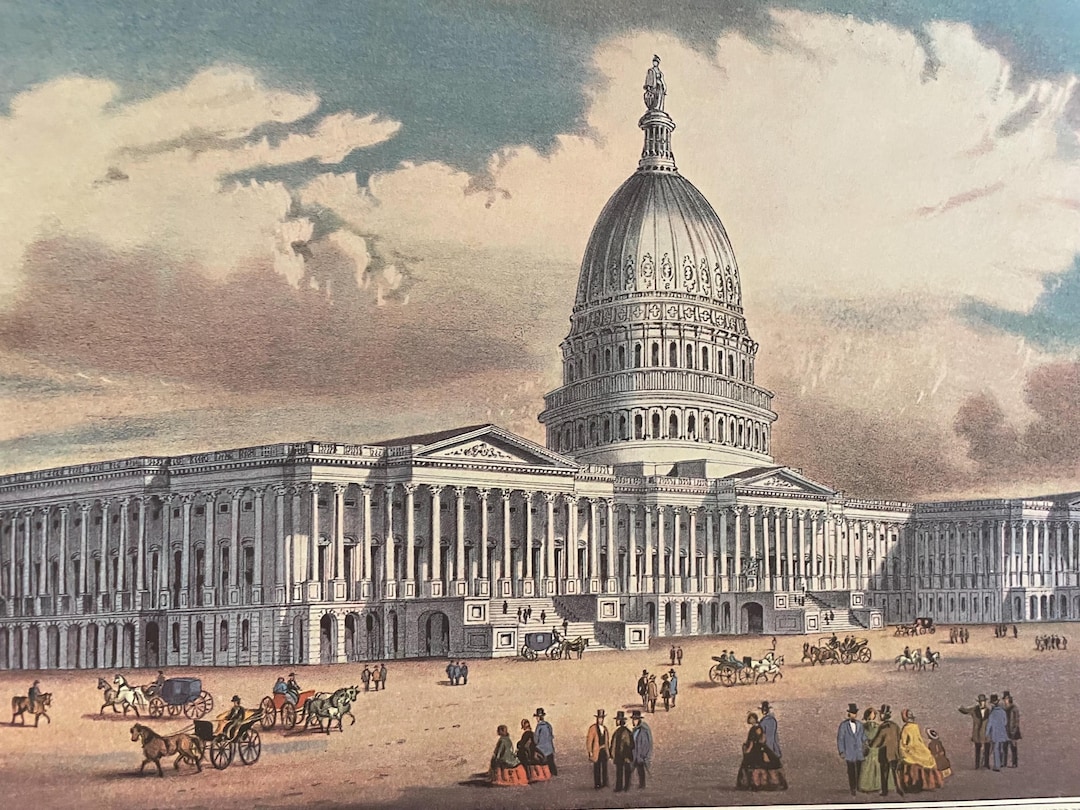 Vintage Currier and Ives - Ready to Frame - United States Capitol ...