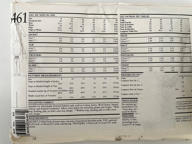 UNCUT Sewing Pattern New Look Sewing Pattern 6461 Sizes 8 - Etsy