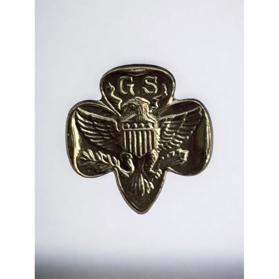 Vintage Girl Scout GS Brownie Eagle Pin Marked R - go… - Gem