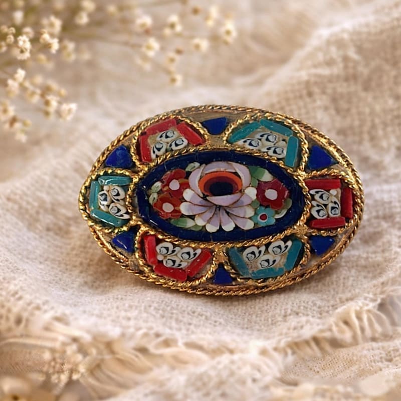 Antique Mosaic Brooches - Etsy