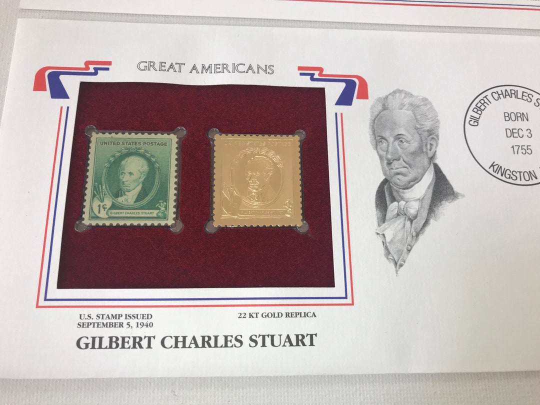 1940 Gilbert Charles Stuart 1-cent Stamp in Mint Condition & 22K Gold ...