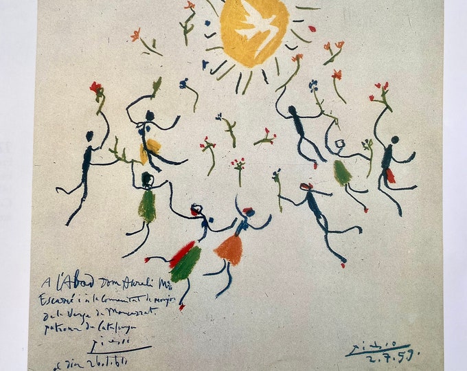 Pablo Picasso "circle of Friendship" Print - 7" X 5 1/2" From a Vintage ...