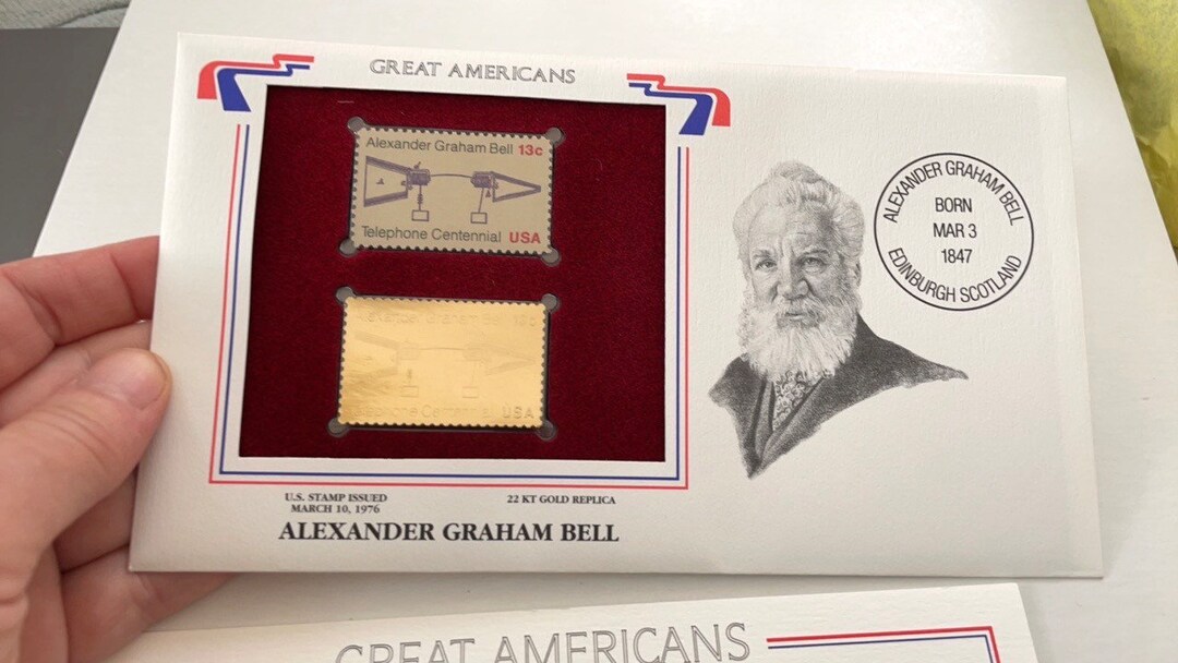 1976 Alexander Graham Bell 13-cent Stamp in Mint Condition & 22K Gold ...