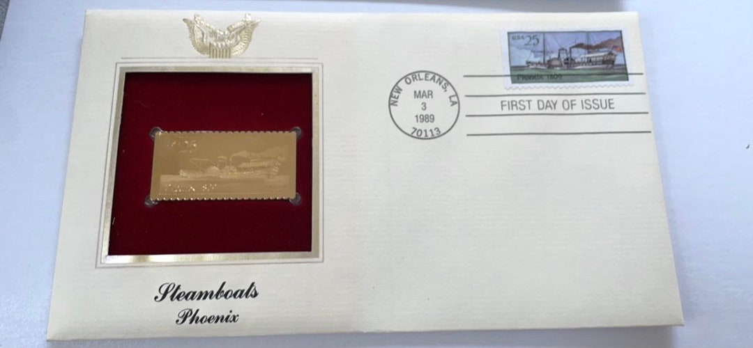 1989 Steamboats - Phoenix - 25-cent Stamp Mint Condition & 22K Gold ...