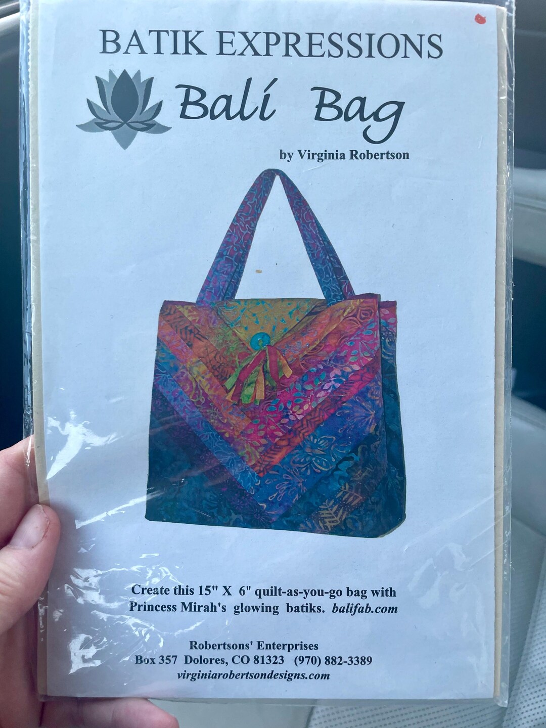 Uncut Sewing Pattern - BALI BAG Batik Expressions by Virginia Robertson ...
