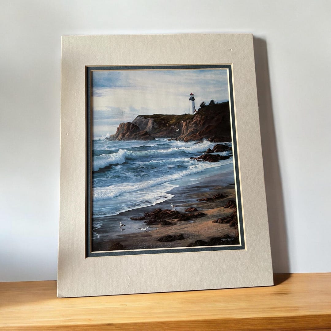 SHARON RICKERT Vintage Lighthouse Print, Beach Seascape, Matted ...