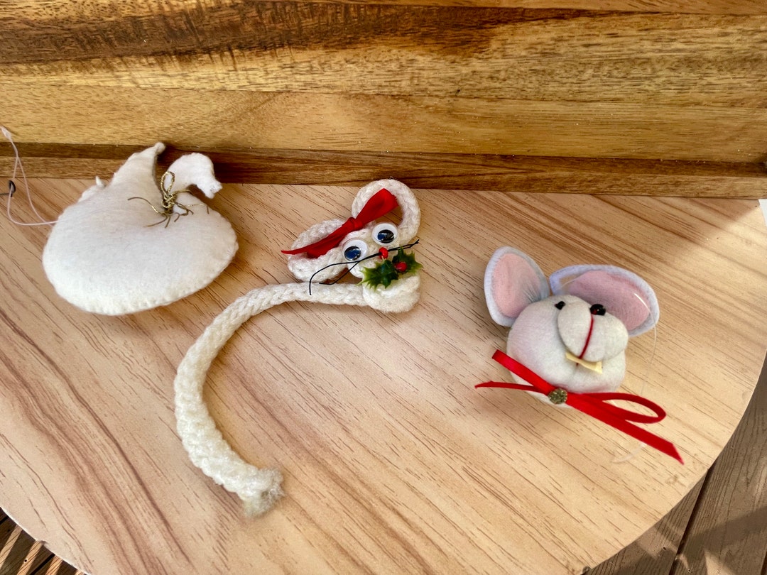Two Mice and a Swan - Three Little Vintage Christmas Ornaments - Etsy