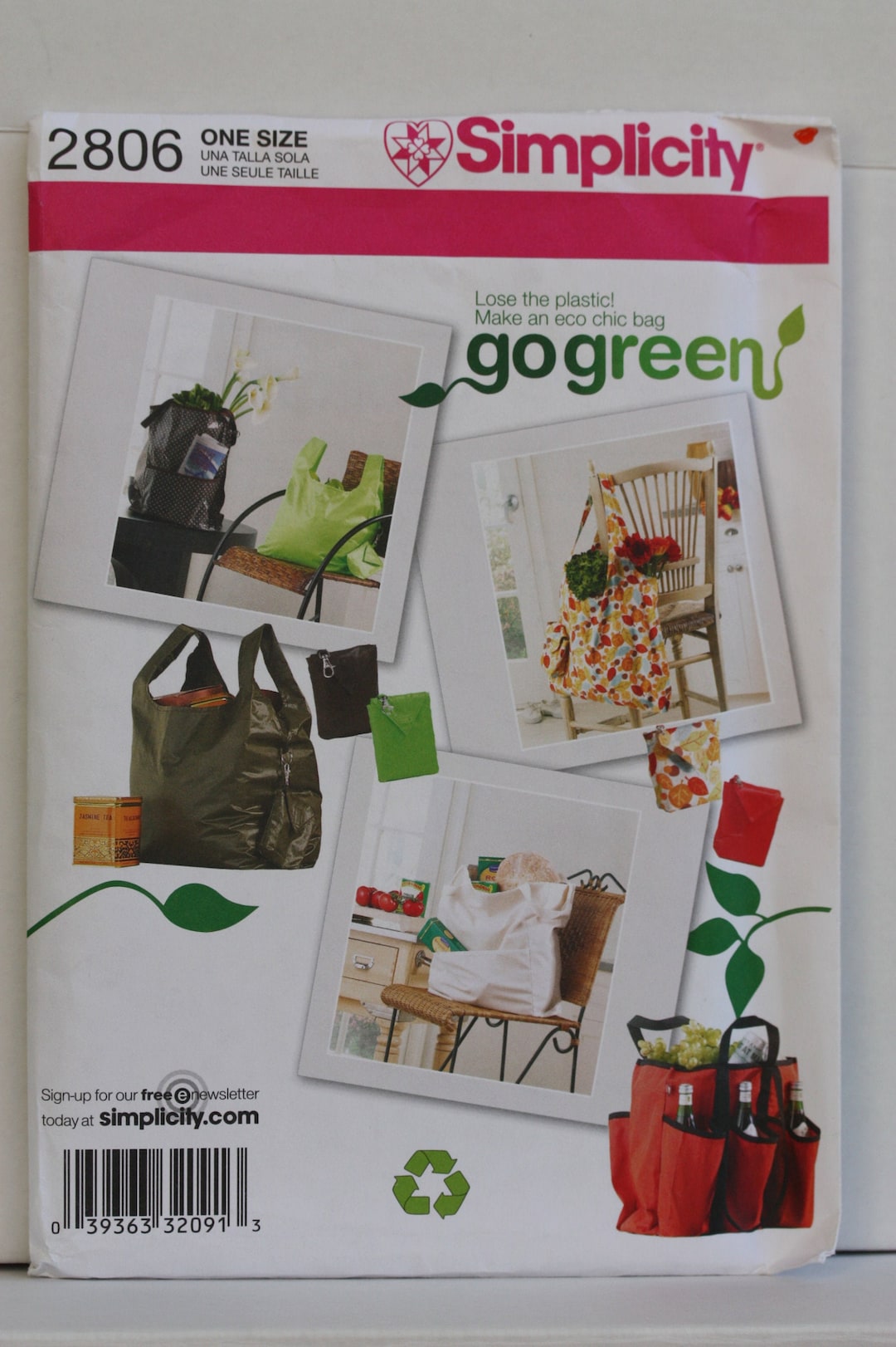 UNCUT Sewing Pattern - Simplicity Craft Shopping & Garden Bag Sewing ...