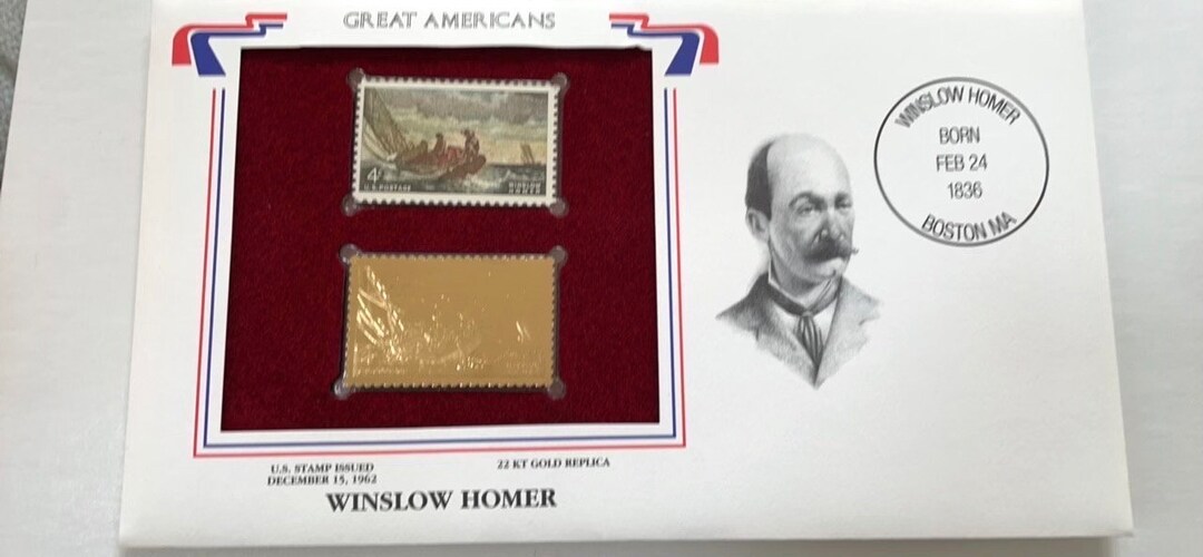 1962 Winslow Homer 4-cent Stamp in Mint Condition & 22K Gold Replica ...