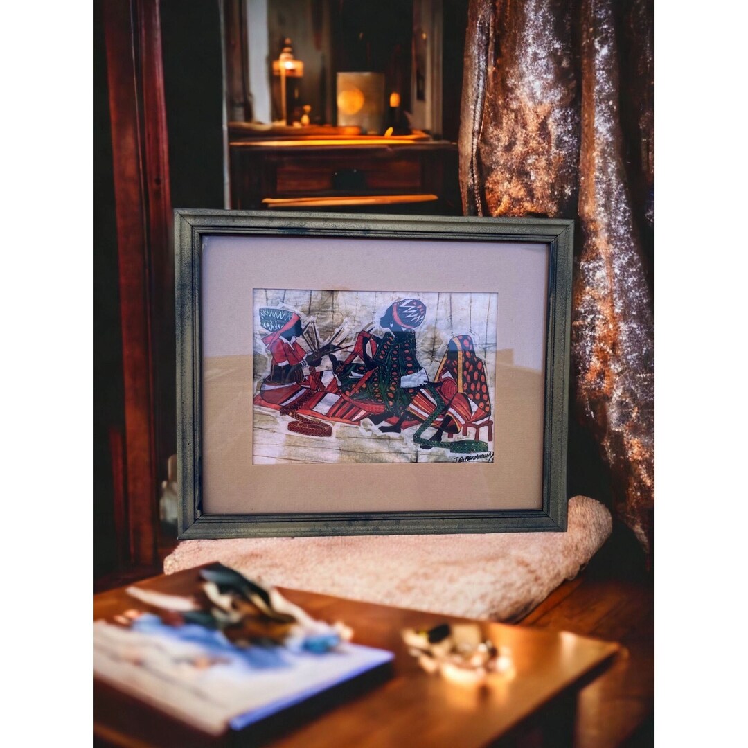 Vintage Framed Painted Batik From AFRICA Signed by Artist - Etsy