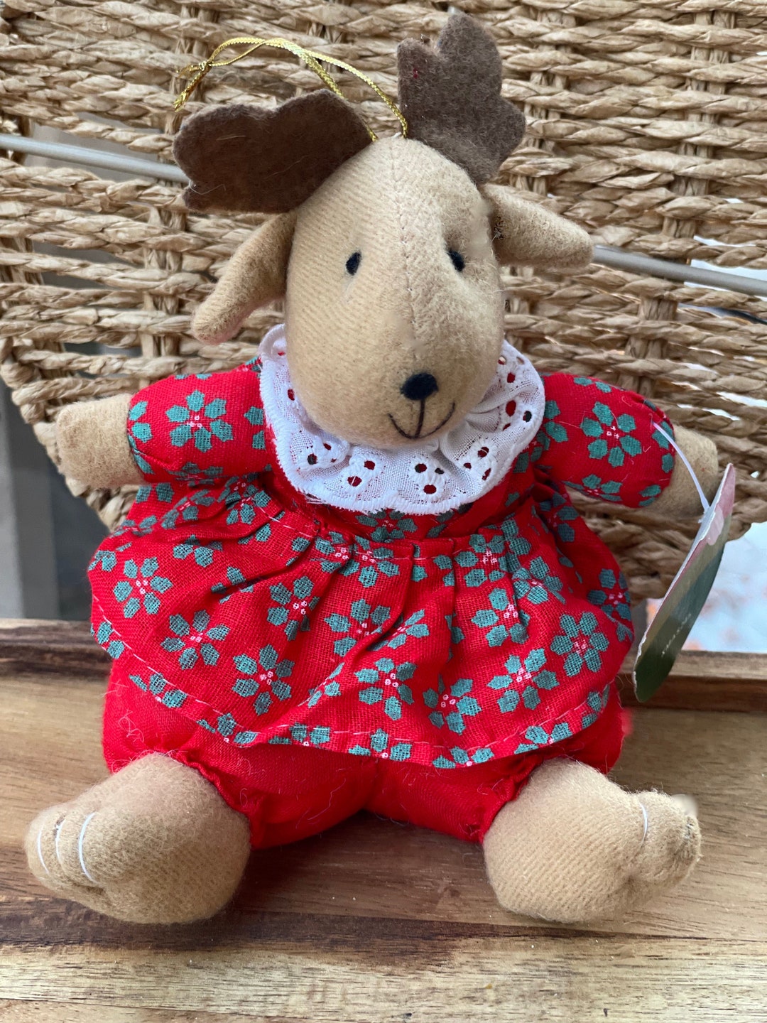 Small Vintage Christmas Reindeer Stuffed Animal - Holiday Decor - Etsy