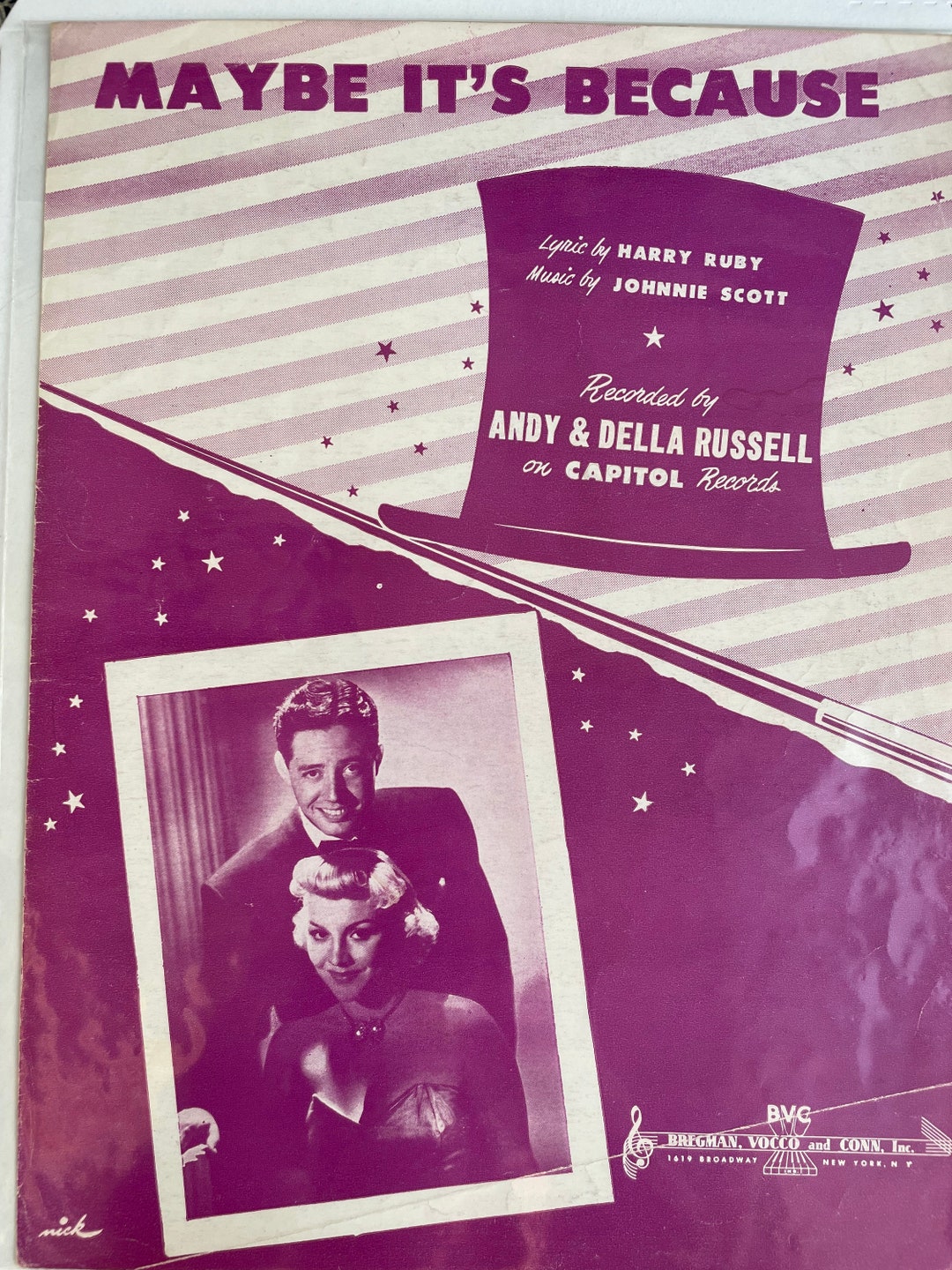 Frameable Vintage Sheet Music - Harry Ruby & Johnnie Scott - Maybe It’s ...