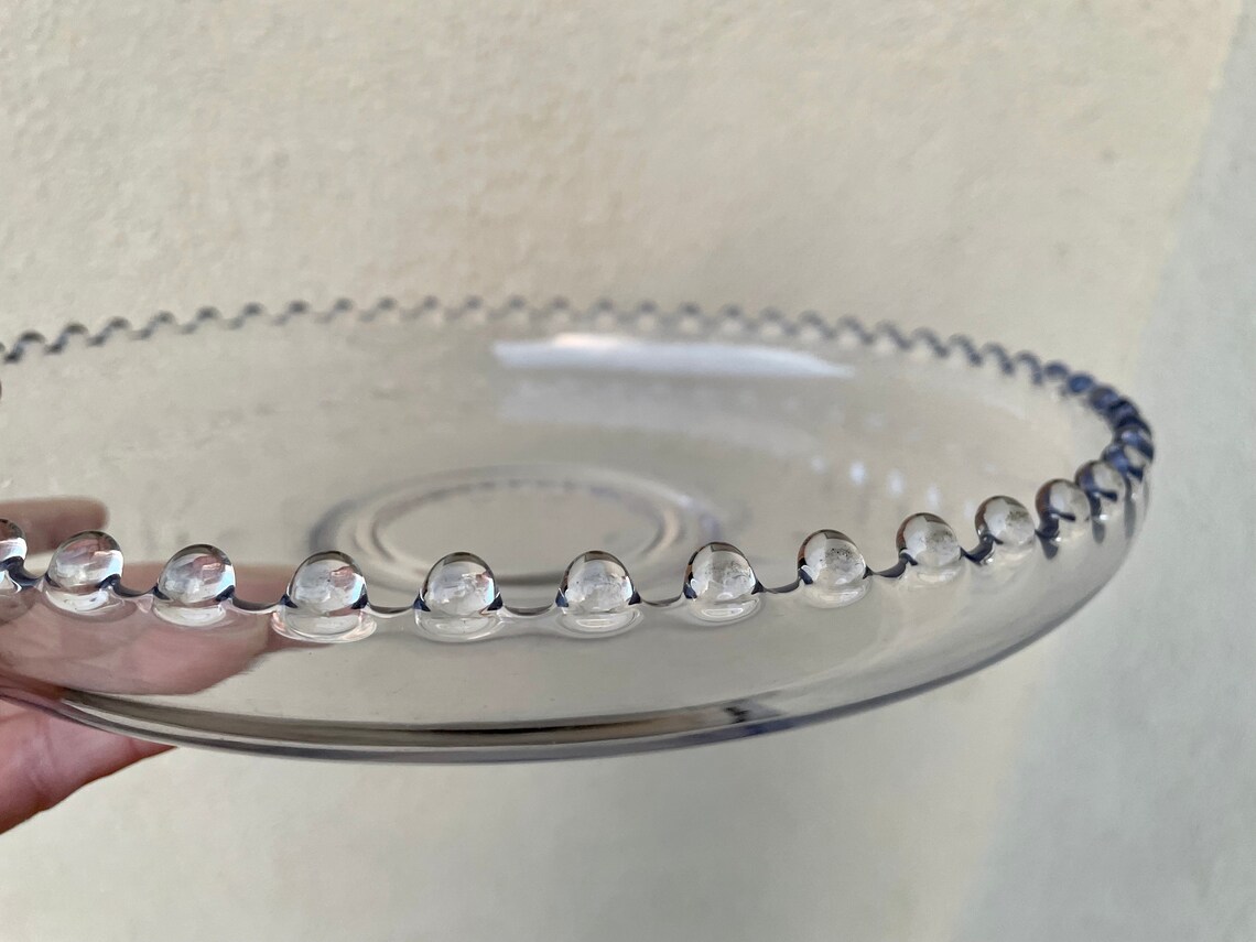 Large 10 Round Clear Glass Rounded Dish With Hobnail - Etsy