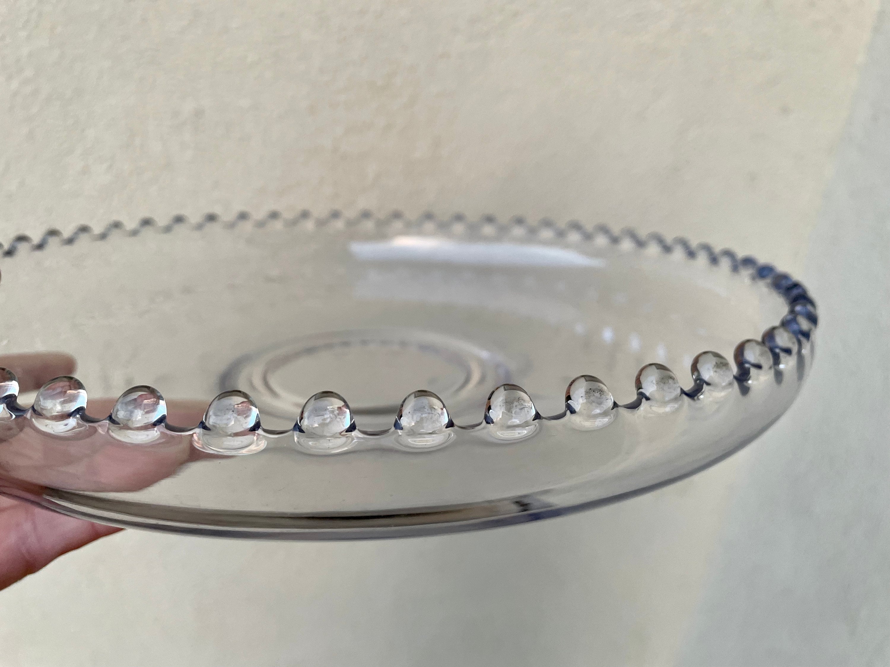 Large 10 Round Clear Glass Rounded Dish With Hobnail - Etsy