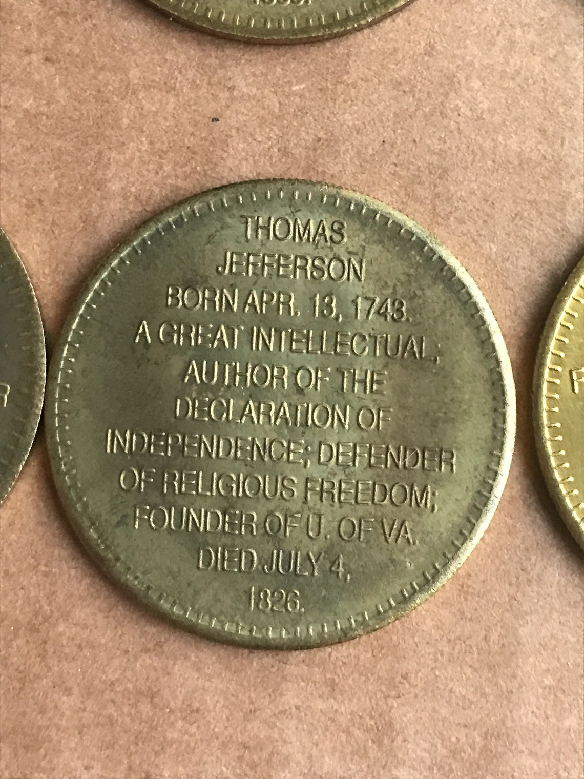 1992 Shell Gas token coin Presidential Bronze Thomas Jefferson | Etsy