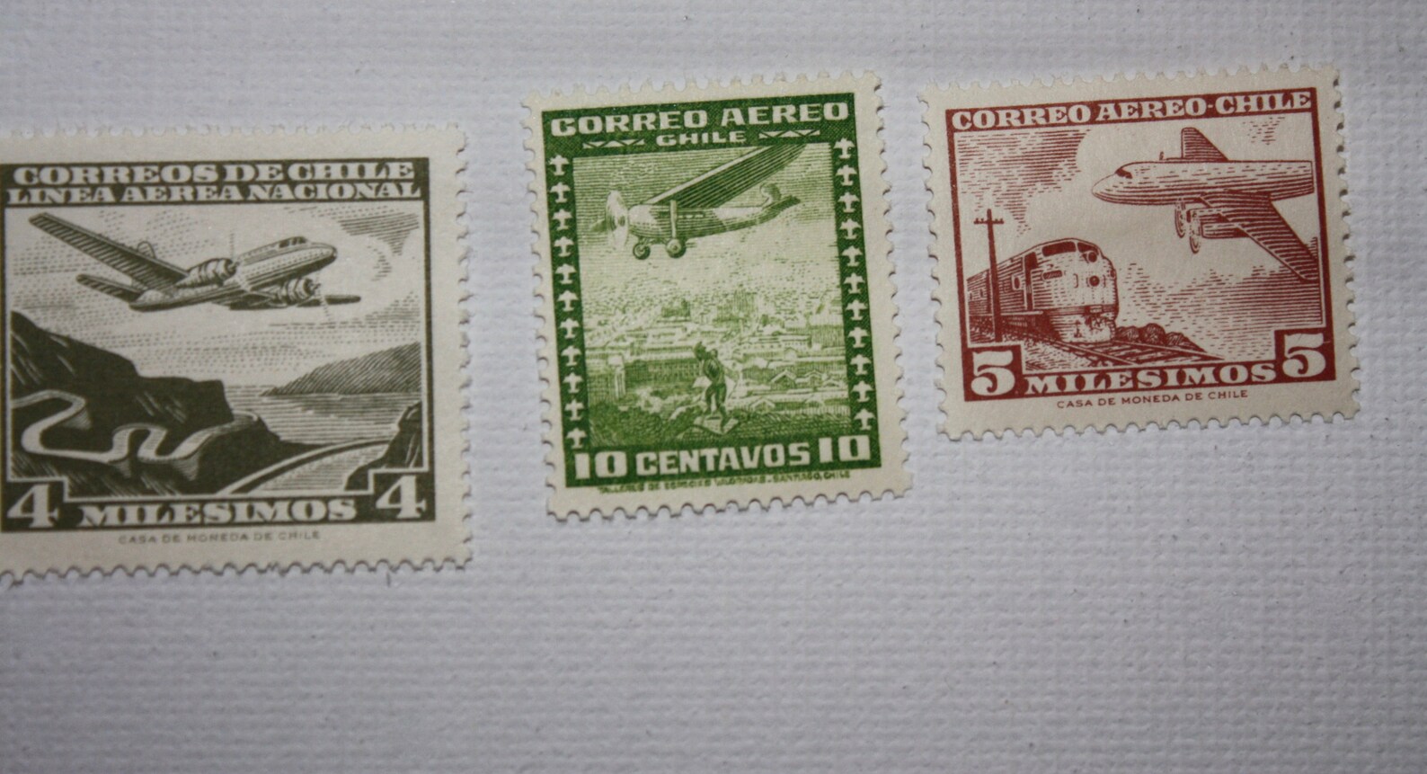 3 Unused Vintage Postage Stamps From Chile Planes | Etsy