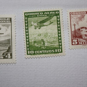 3 Unused Vintage Postage Stamps From Chile - Planes - Etsy
