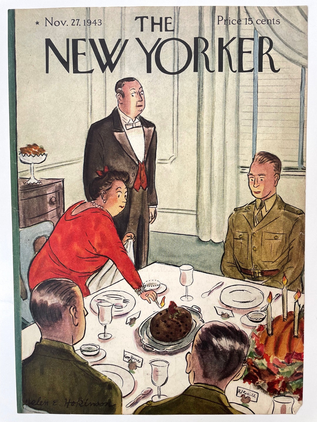 RARE - the NEW YORKER Magazine Original Cover - November 27, 1943 - Thanksgiving, Dinner, Turkey ...
