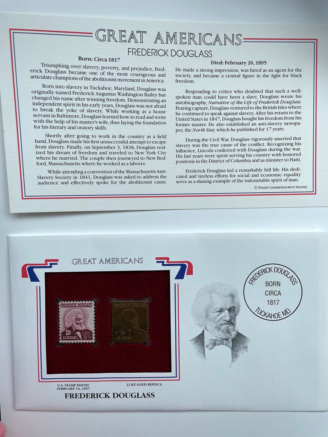 1967 Frederick Douglass 25-cent Stamp in Mint Condition & 22K Gold ...