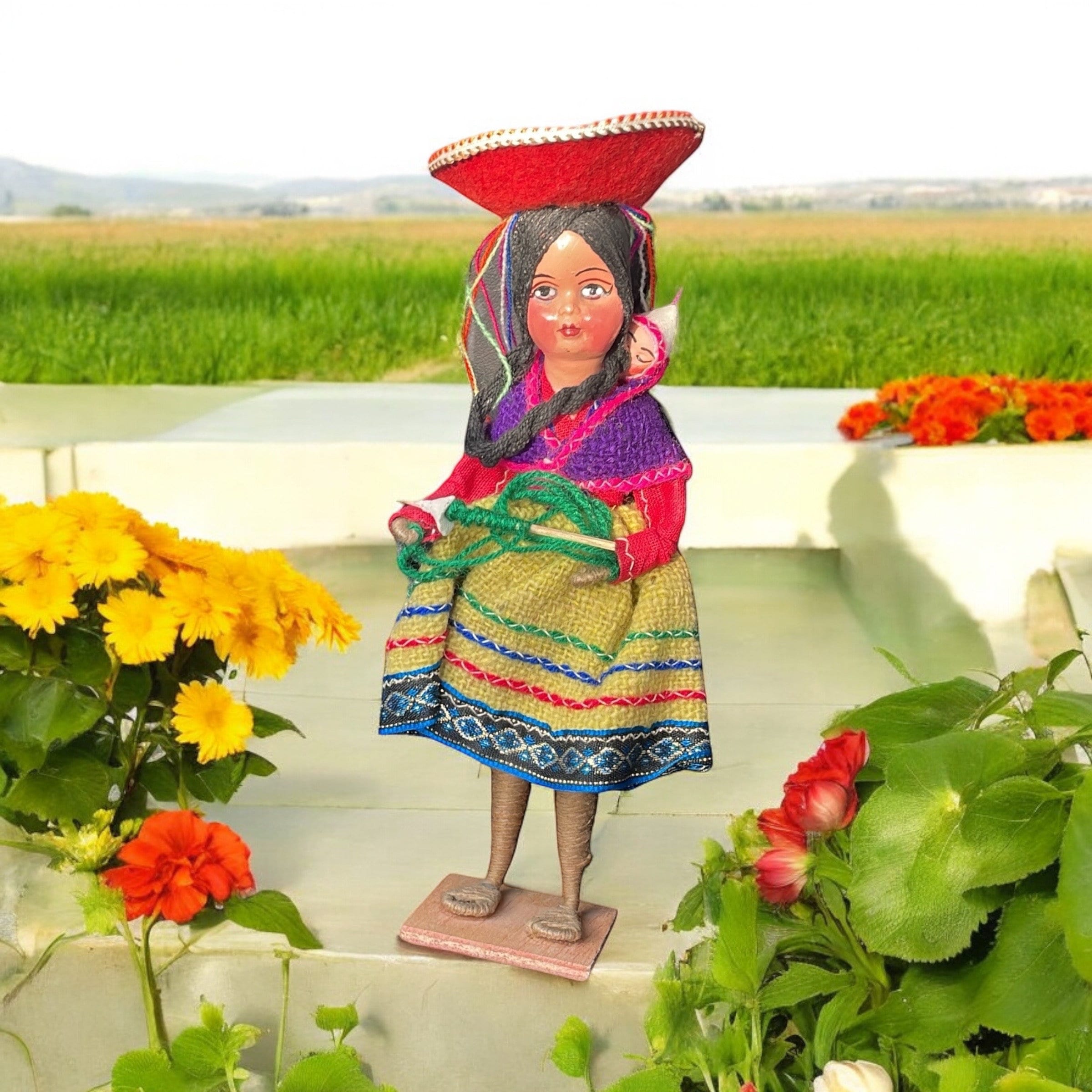 Vintage Collectible Handmade Peruvian Folk Art Doll - Woman and Baby - Etsy