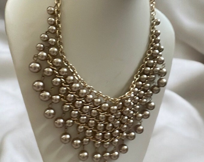 Stunning Vintage Multi Strand, Layered Gold Pearl Necklace - Etsy