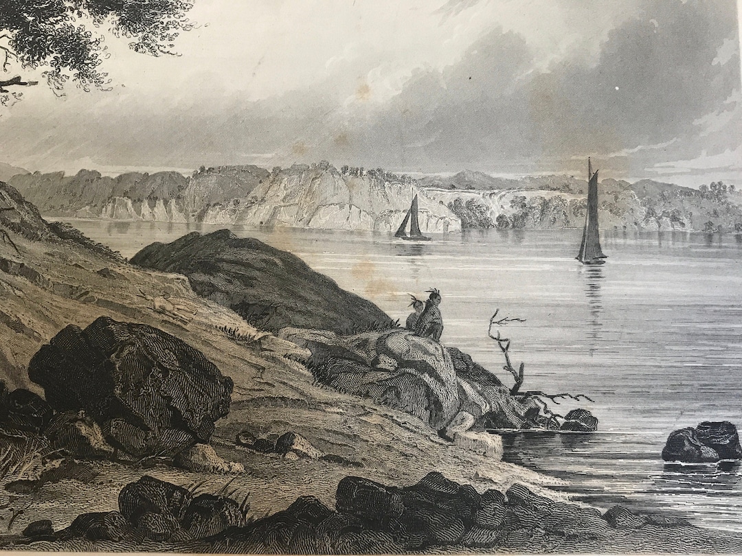 Very Rare - Etching Print From the 1800's - Esopus Landing Hudson River ...