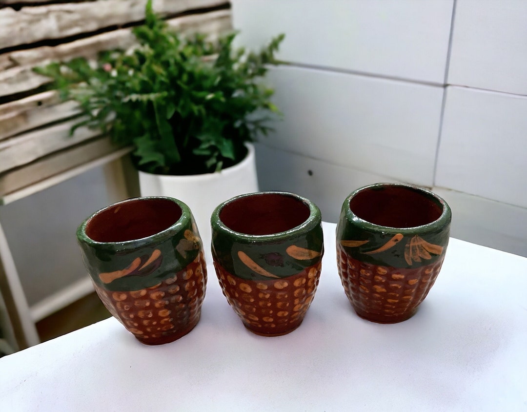 Three Little Handmade Vintage Terra Cotta Planter Cups - Etsy