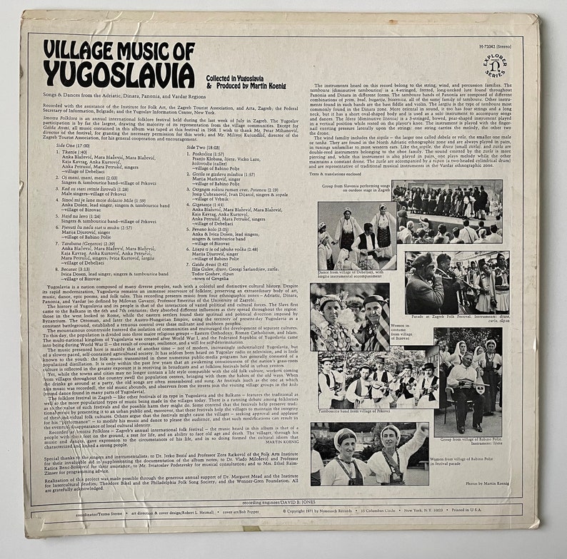 Village Music of Yugoslavia - Explorer, Folk Song, Dance 1971 - Etsy