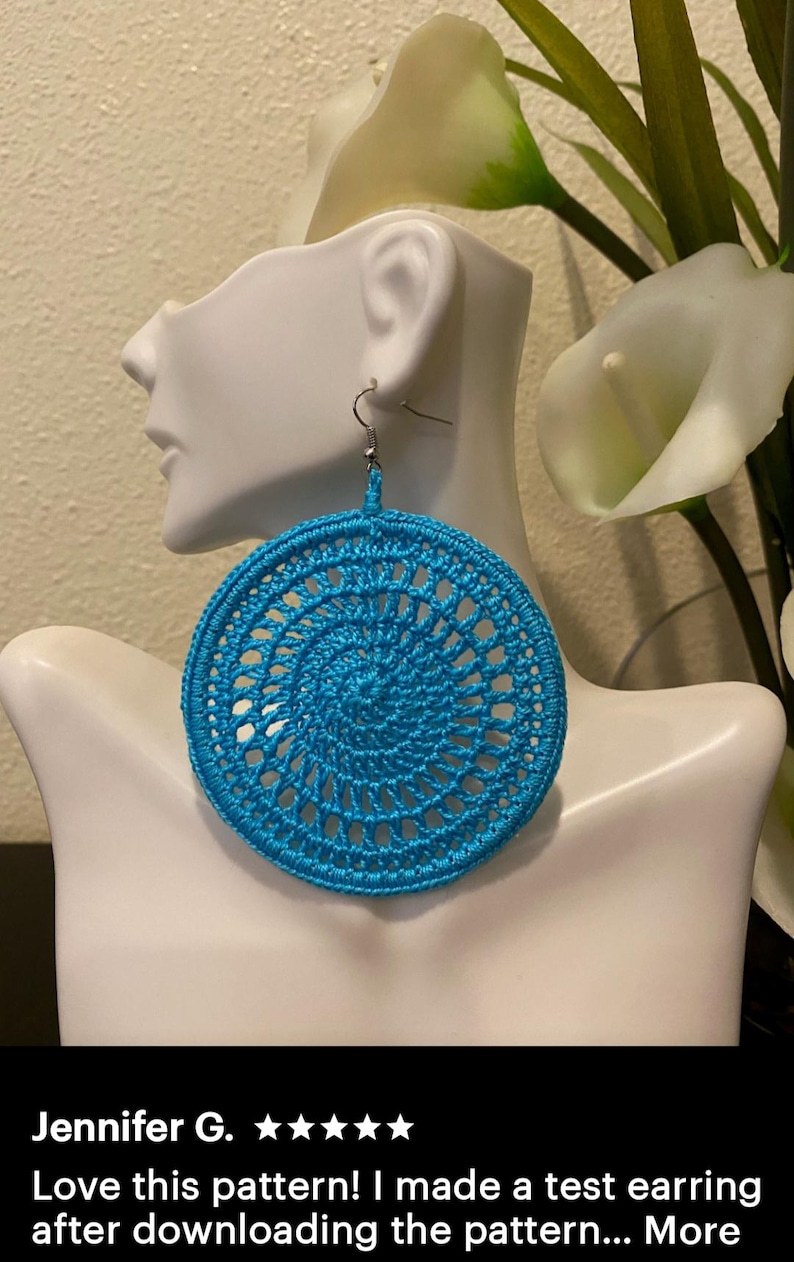 Crochet Earring Pattern, Hoop Earring Tutorial, Digital Download, PDF ...